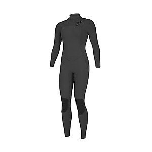 O'Neill Wetsuits Women's Ninja 4/3mm Chest Zip Full Wetsuit, Black/Black, 6