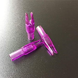 Letszhu Hunting Archery Arrows Nocks 6.20mm/.244” Insert Diameter Tail for Compound Recurve Bow (50 Pack) (Transparent Purple)