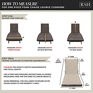 RSH DECOR: Foam Chaise Lounge Seat Cushion | 72” x 21” x 3” | All-Weather Spun Fabric | Water and Fade-Resistant | Outdoor Chair Cushion for Patio Furniture | Yellow & White Stripe