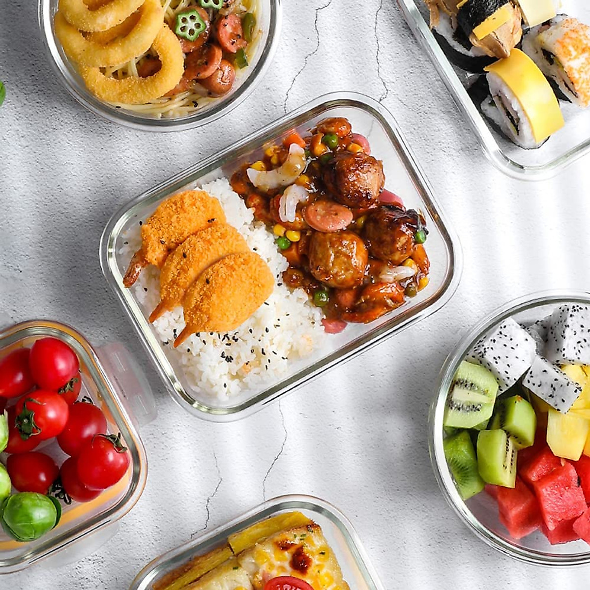 FREYBLI 24-Piece Glass Food Storage Containers with Lids, Glass Meal Prep Containers, Airtight Glass Lunch Bento Boxes, BPA Free & Leak Proof, Microwave, Oven, Freezer and Dishwasher