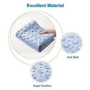 AmazerBath Baby Blue Bathtub Mat Non Slip Bath Mat for Tub, 40 x 16 Inches Bath & Shower Safety Mats with Suction Cups and Drain Holes, Extra Large Shower Mat