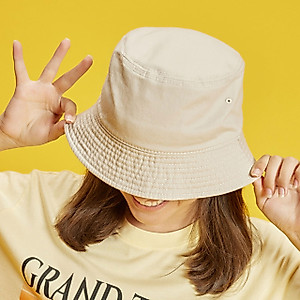 The Hat Depot 100% Cotton Long Brim & Deeper Packable Summer Travel Fashion Bucket Hat (L/XL, White)