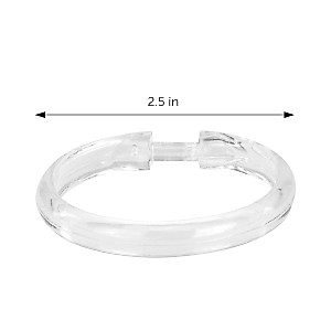 DecorRack 24 Clear Jumbo Shower Curtain Rings, 2 Sets of Large Plastic C Shape Shower Hooks, Ring Hangers with Clip for Bathroom Shower Curtain Rod (Set of 24)