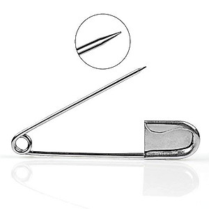 Tool Gadget Large Safety Pins, 5 inch Safety Pins, 10 PCS Stainless Steel Safety Pins Large, Silver Huge Strong XL Safety Pins, Extra Large Laundry Pins for Blankets, Heavy Laundry, Upholstery(5")