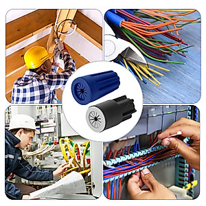 40pcs Waterproof Wire Nut Connectors, Outdoor Electrical Wire Connectors Twist Nuts Caps Wire Caps Compatible with 22AWG-12AWG for Outdoor Lights Irrigation Valves (Blue; Black)