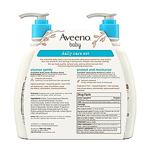Aveeno Baby Daily Care Gift Set with Natural Oat Extract & Oatmeal, Contains Daily Moisturizing Body Lotion & Gentle 2-in-1 Baby Bath Wash & Shampoo, Hypoallergenic & Paraben-Free, 2 Items
