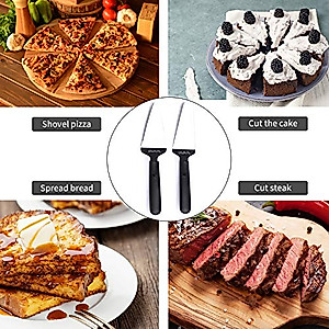 Stainless Steel Cake Slicer, Pie Server with Serrated Edges, Cutter Pizza Knife 1 Mirror Finished & 1 Onside with Fine Serrated Edge, Serrated Cake Serving Spatulas set for Pizza Pie Fruit Cutting