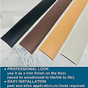 78.7''L Self Adhesive Floor Transition Strip,Threshold for Doorway,Laminate Flooring Edge Trim,Vinyl Plank Floor Flat Divider Strip (Coffee(Wood Grain), 1.97''Wide)