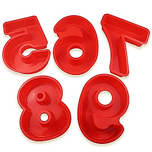 CLOUDCLAMB 4.25 inch Number Cake Pans, 0-8 Silicone Mold, Party Cake Birthday Cake Red