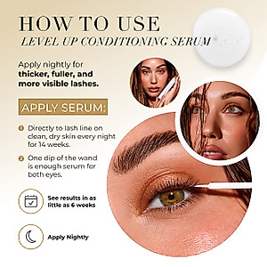 Lilly Lashes Level Up Conditioning Lash Serum, Eyelash Serum, Eyelash Serum for Fuller Natural Lashes, Non Irritating Lash Serum and Eyebrow Serum, Lash Therapy