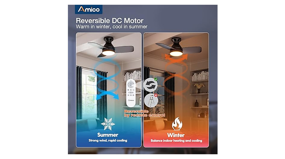 Amico 30" Ceiling Fan with Lights & Remote Control