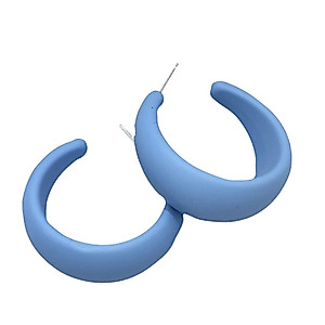 INENIMARTJ Trendy Colorful C Shape Hoop Earrings Resin Acrylic Earrings for Women Cute Candy Blue Color Y2k Earrings Lightweight Chunky Hoop Earrings for Women (C)