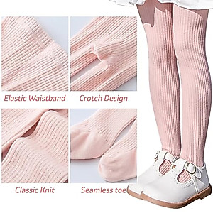 6 Pack Baby Girls Tights Solid Cable Knit Thick Cotton Legging Pants Stocking Pantyhose for Infants Toddlers 1-8T
