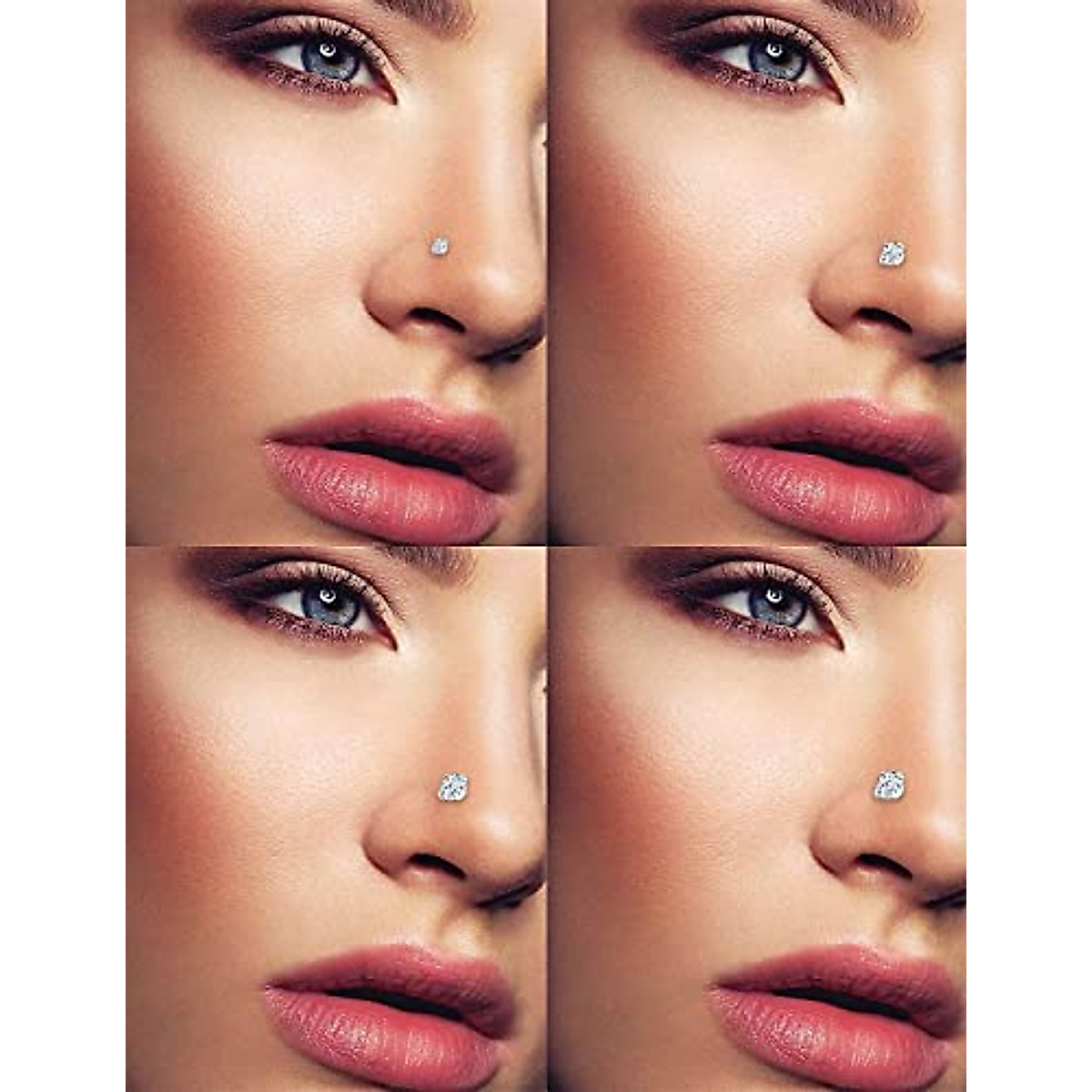 Vsnnsns 20G Threadless Push in Nose Rings for Women Men 316L Surgical Stainless Steel L Shaped Nose Studs Screw Bone Nose Rings Piercings 20 Gauge Nostril Piercing Nose Studs Jewelry Diamond CZ 2mm