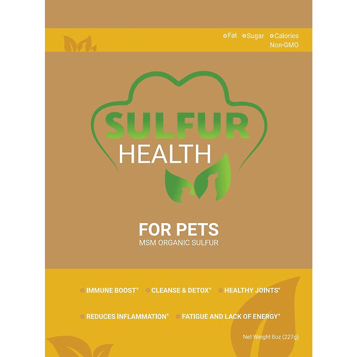 Organic Pet Sulfur - 99.9% Pure MSM Supplement for Pets - Lab-Tested and Certified Pet MSM