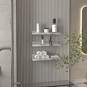 16 Inch Floating Shelves for Wall Set of 3, Rustic Picture Ledge Wall Mounted Shelf for Living Room, Bedroom, Kitchen, Bathroom, Distressed White