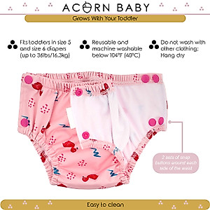 Acorn Baby Toddler Swim Diaper Size 5 and 6 Adjustable - Pink Flamingo Swimmers Reusable Toddler Swimming Diaper