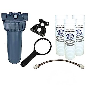 Dishwasher Water Filter, KleenWater KW2510HW Under Sink Filtration System, Polyphosphate Filters for Hard Water and Cloudy Film Residue on Dishes and Glasses