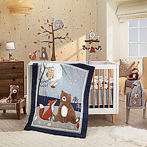 Lambs & Ivy Sierra Sky Blue/Brown Bear Nursery Lamp with Shade & Bulb