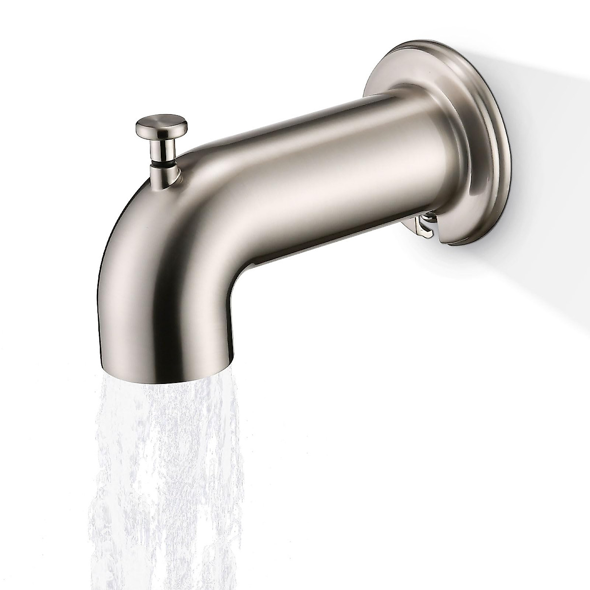 Sperwoesy Slip-On Tub Spout with Diverter Long for Bathtub Spout, Fit for 1/2 Inch Slip Pipe, Brushed Nickel