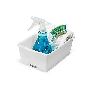 madesmart Antimicrobial Classic Small Deep Bin, Soft Grip, Non Slip Storage Organizer, Multi-Purpose Home Organization, EPA Certified, White, Pack of 6