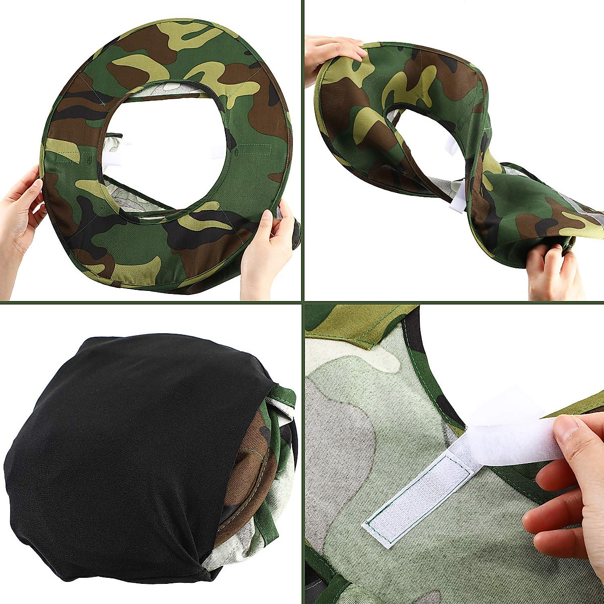 Jovitec 2 Pieces Hard Hat Neck Sun Shade Neck Protection Full Brim with Reflective Strip Green Camouflage Hard Hat Neck Shade for Cover Summer Sun