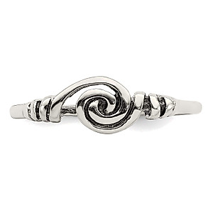 Bonyak Jewelry Solid Sterling Silver Antiqued Swirl Ring in Size 8