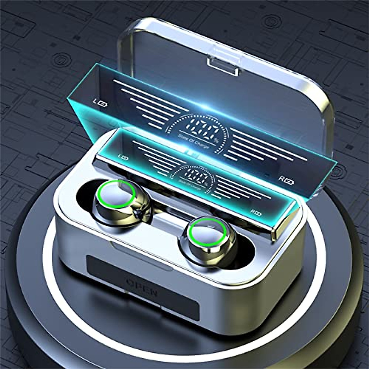 Cagogo YD01 Wireless Bluetooth Headset Large Screen Smart Digital Display in-Ear Breathing Light Sports Headphones