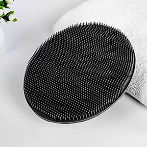 INNERNEED Soft Silicone Body Scrubber Handheld Shower Cleansing Brush, Gentle Exfoliating and Massage for all Kinds of Skin (Black)