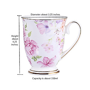 AWHOME Royal Fine Bone China Coffee Mug Assorted colors Tea Cup about 11oz /330ml (1, red)
