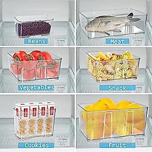 Adadmei Airtight Food Storage Container 6 PCS Set Clear Plastic Big Capacities Canisters For Cereal, Clear Fridge Organizers for Kitchen, Freezer, Countertops, Cabinets Stackable Pantry Organizer Bins