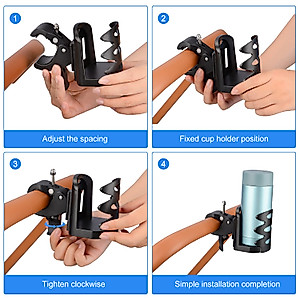 SupreGear Cup Holder, 360 Degree Rotation Stroller Bike Water Bottle Holder Cup Holder, Universal for Walkers, Rollators, Wheelchairs, Bicycles, Strollers and Motorcycle Accessories, Tools Free