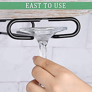 Boagkaah Stemware Wine Glass Hanging Rack, Metal Stemware Holder Storage Wall Mount for Cabinet Kitchen Bar Pub(Black,4 PCS)