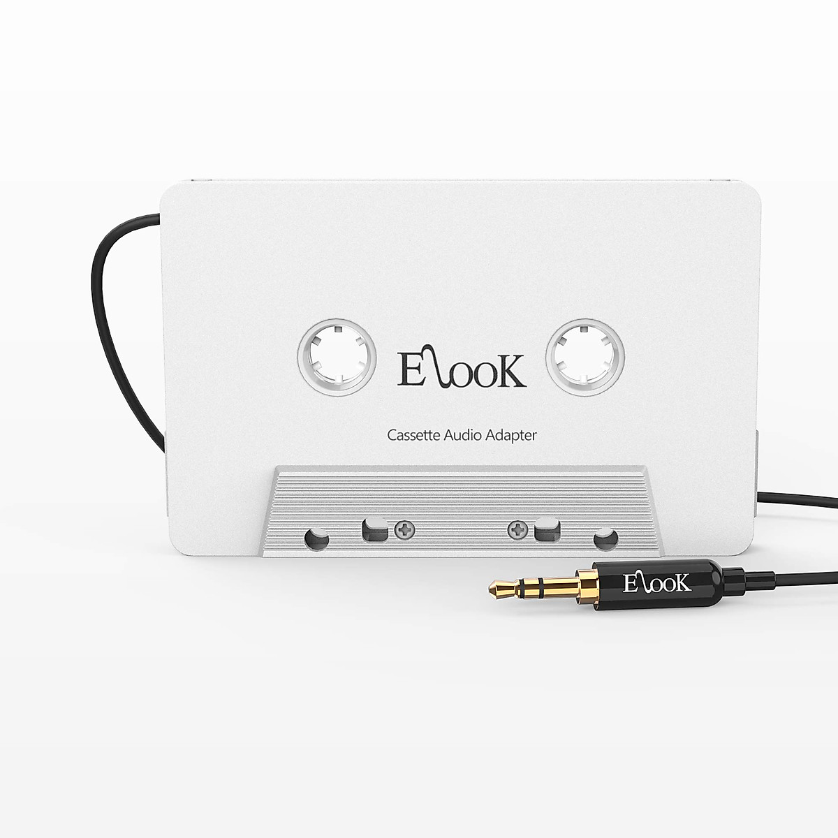 Elook Car Cassette Aux Adapter, 3.5mm Universal Audio Cable Tape Adapter for Car, Phone, MP3 ect. White