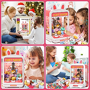 Aiqi Kids Claw Machine, Mini Candy Vending Grabber, Prize Dispenser Toys for Girls and Boys, Electronic Claw Game Machine for Party Birthdays with Lights Sound, Includes 20 Plush and 10 Mini Toys