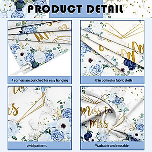 MEHOFOND 173pcs Blue Bridal Shower Decorations, Miss to Mrs Banner Backdrop with Balloons, Blue and White Sand Wedding Balloon Arch Kit, Bride to Be Engagement Balloons Garland Kit Party Decor