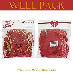 AIMUDI Red Satin Ribbon Twist Tie Bows for Valentine's Day 3.5" Premade Just for You Bows Red and Gold Bows for Treat Bags Gift Wrapping Crafts Party Favors Cake Pop Candy Apple Baby Shower-50 Counts