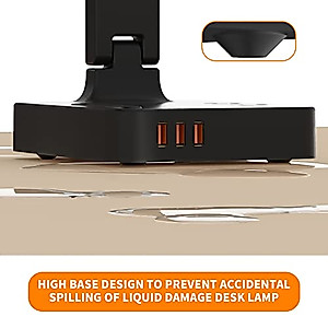 cozoo LED Desk Lamp with 3 USB Charging Ports and 2 AC Outlets,3 Color Temperatures & 3 Brightness Levels, Touch/Memory/Timer Function,10W Eye Protection Foldable Reading Light,Study Lamp for College