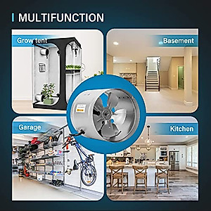 iPower 8 Inch 420 CFM Inline Duct Vent Blower Booster Fan for HVAC Exhaust and Intake 5.5' Grounded Power Cord, Low Noise, Silver, 8 inch