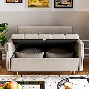 GAOMON 44”W Faux Leather Sofa, Couch with Heavy Duty Frame and Comfortable Cushion - Great for Living Room or Office Space in Beige