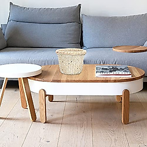 Zerodeko Woven Hamper 2pcs Rattan Trash Can Woven Water Hyacinth Wicker Waste Basket Garbage Container Bin Plant Pot Laundry Basket for Bathroom Kitchen Woven Baskets