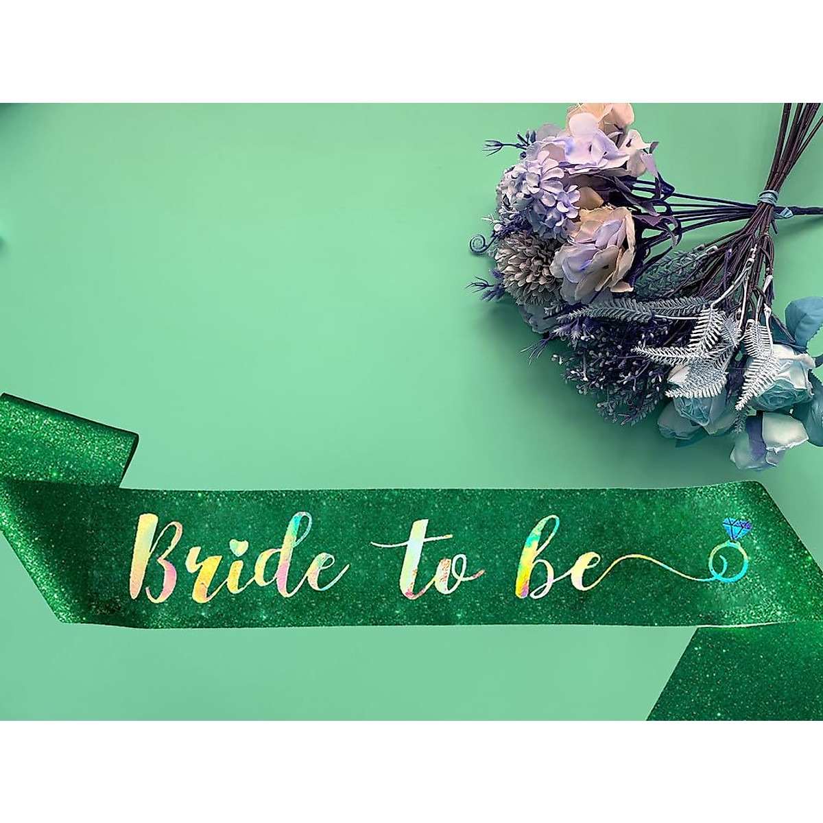 ALRBE TIN Tiara for Engagement Party, Bride to Be Sash and Crown Set for Women Girls Bridal Shower Decorations Green Crowns for Women Bachelorette Party