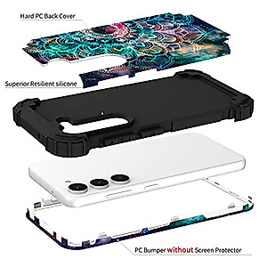 Hocase for Galaxy S23 Plus Case, Shockproof Heavy Duty Protection Soft Silicone Rubber Bumper+Hard Plastic Hybrid Protective Case for Samsung Galaxy S23 Plus (6.6") 2023 - Mandala in Galaxy