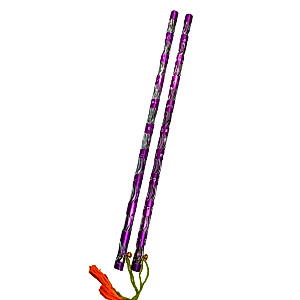 JAGMOR Navratri Special dandiya| Metal Aluminum Navratri Raas Garba Dandiya Sticks, 1 Big Pair and 1 Small Pair, Pink Color, Pack of 4