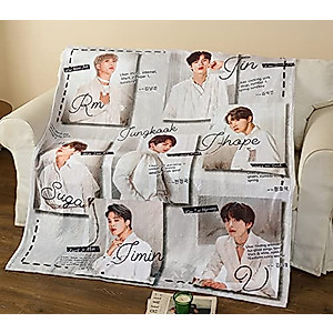 Kujou Sara 21 Cartoon Blanket Bt Throw Air Conditioning J-Hope Jimin Blankets Sofa Army Blankets Flannel Blankets Quilt Blankets for Living Room Bedroom 50"X60"