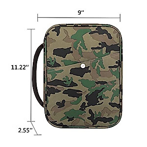 QTKJ Bible Covers for Men with Carrying Handle, Camouflage Book Cover Case with Zipper Pocket Bible Cover for Mom Ladies Teens Girls