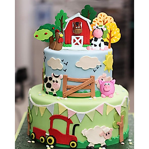 JeVenis Farm Animal Cake Decoration Farm Animal Birthday Cake Topper Cow Cake Decoration for Farm Animal Baby Shower Birthday Party Decorations