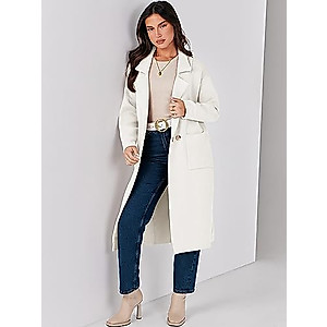 ANRABESS Women Fall Coat Long Sleeve Jacket Coatigan Open Front Button Pockets Long Cardigan Oversized Slouchy Sweater Coat 2023 Trendy Clothes B1132mibai-L