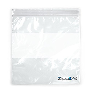 ZipItAll Quart Zip Top Resealable Plastic Writable Zipper Freezer Food Bags (500), 2 mL