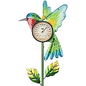 Hummingbird Outdoor Thermometers - Metal Decorative Thermometer Outdoor Wireless Garden Stake for Outside Patio Yard Lawn Decorations